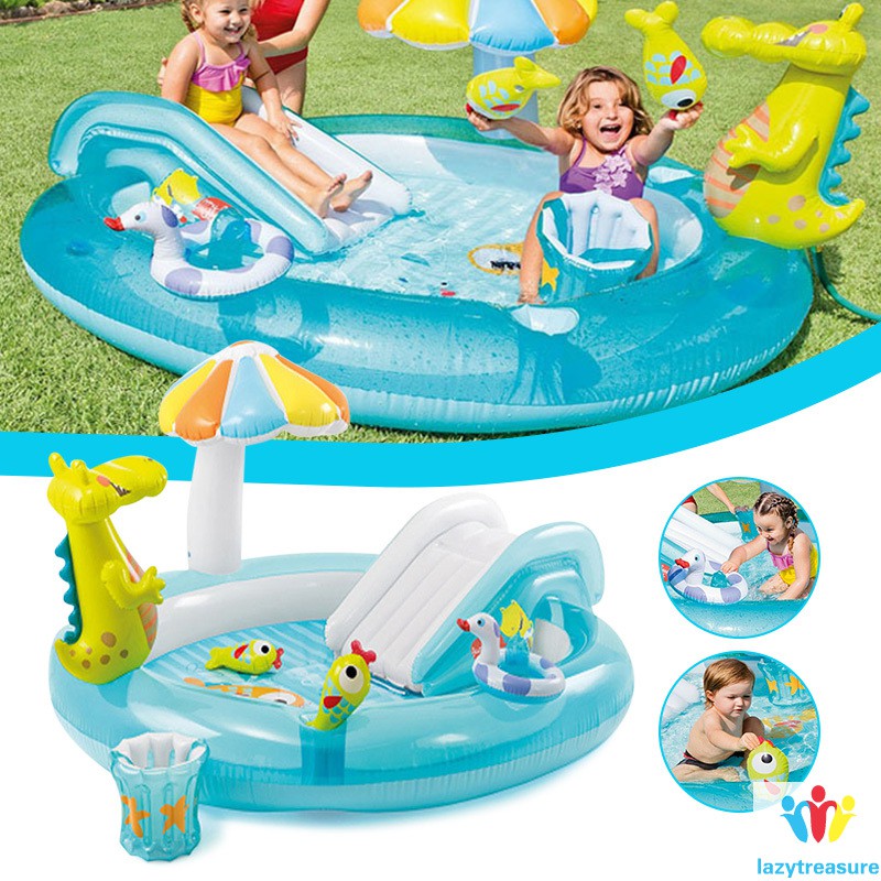 Children Paddling Pool Inflatable Swimming Pool with Water Slide Easy ...