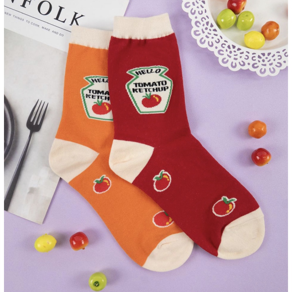 Korean Socks - Ketchup Logo Food Socks - Iconic Socks | Shopee Philippines