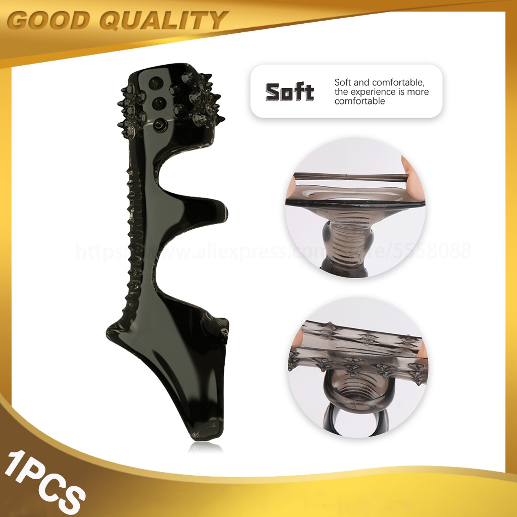 Black Spike G spot Dotted Ribbed Cock Penis Sleeve G point Enlarger ...