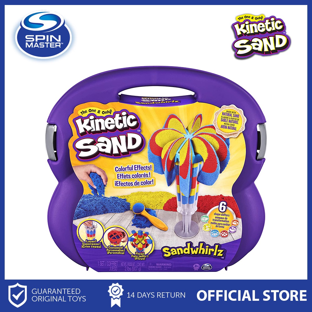Kinetic Sand Sandwhirlz Playset with 3 Colors of Kinetic Sand and 10 ...