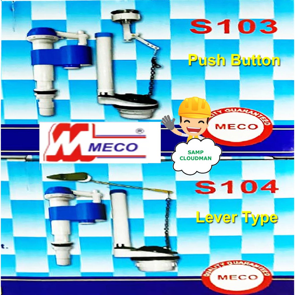 Meco Universal Tank Fittings Replacement Lever Push Button SET Toilet ...