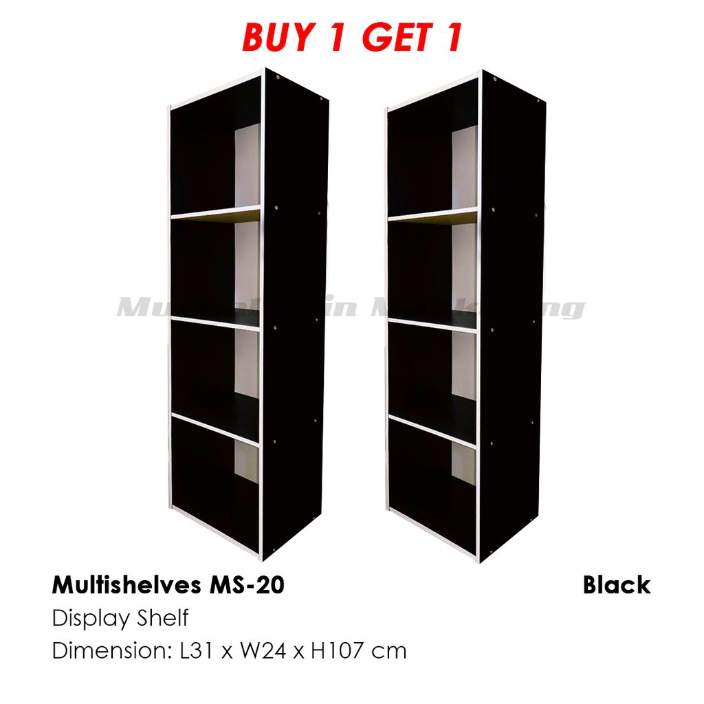 Multishelves MS-20 4-Tier Display Shelf Cabinet Bookshelf Storage ...