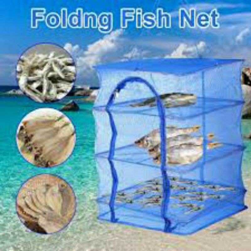 Fishing Hanging Net 4 Layers Drying Rack Folding Small Mesh Fish ...