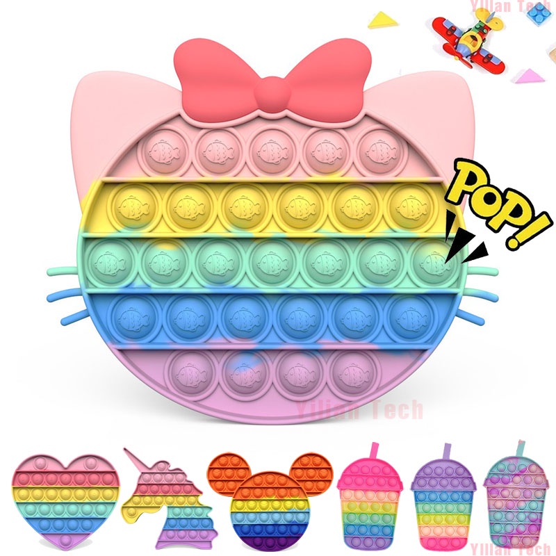 Cartoon Animals Push Pop It Fidget Toys Popit Foxmind Silicone Toy ...