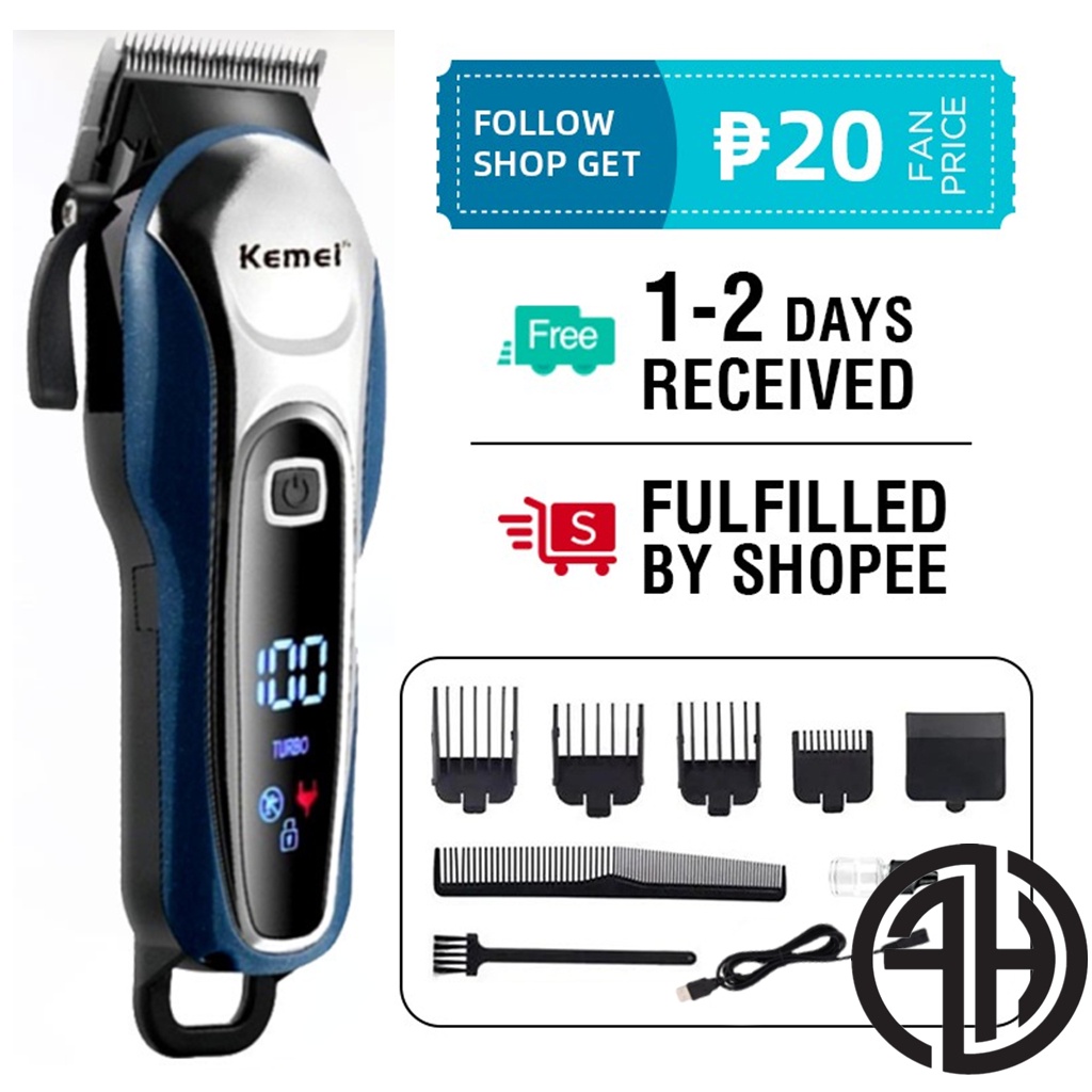 Kemei Razor Hair Cut Original Cordless Rechargeable Clipper LCD Monitor ...