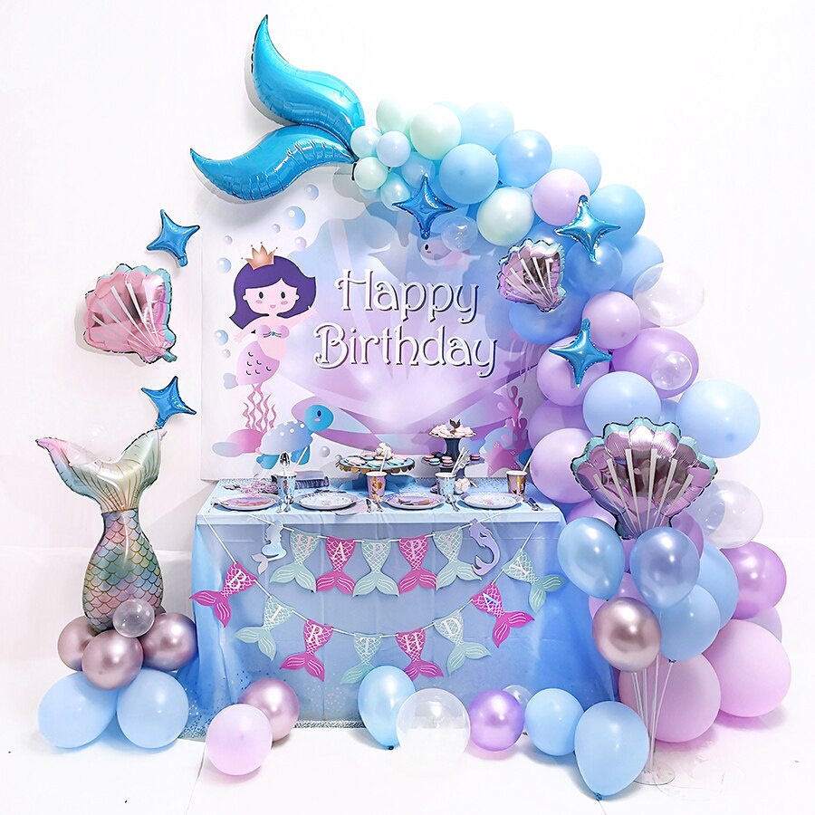 Mermaid Tail Set Balloon Little Mermaid Birthday Party Decor Under the ...
