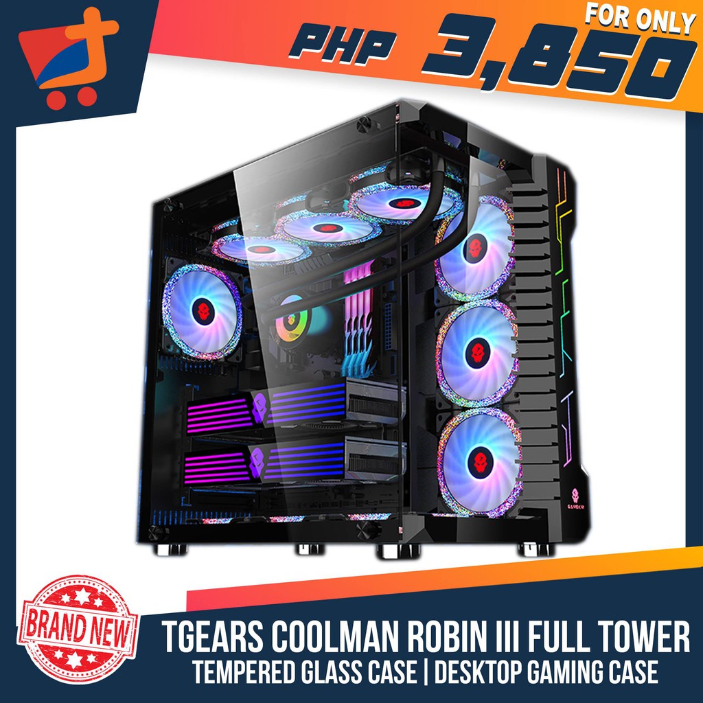 TGEARS Coolman Robin 3 Dual Chamber Tempered Glass Desktop Gaming Case ...
