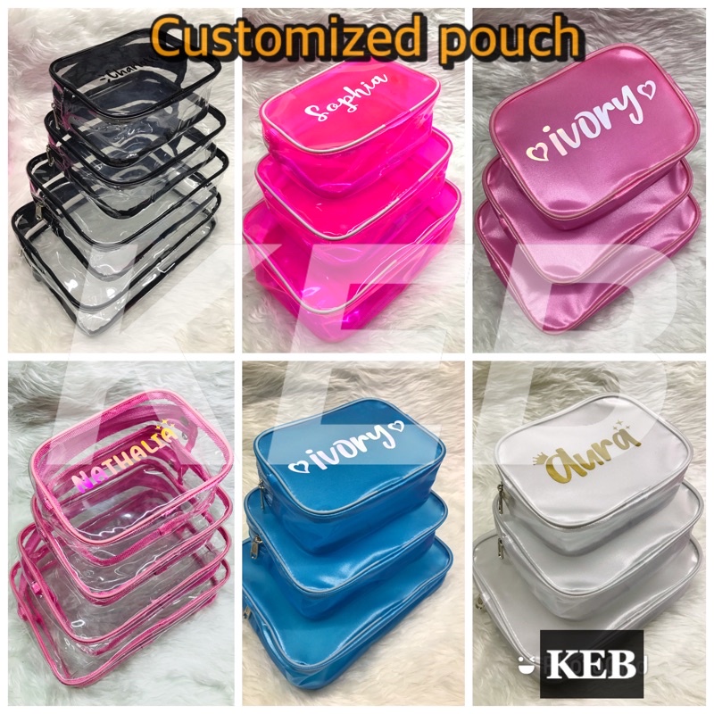 PERSONALIZED PREMIUM TRAVEL POUCH / CLEAR POUCH / COSMETIC POUCH ...