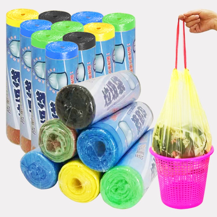 H&L COD#15Pcs/Roll Drawstring Garbage Bag Thickened Automatic Closing ...