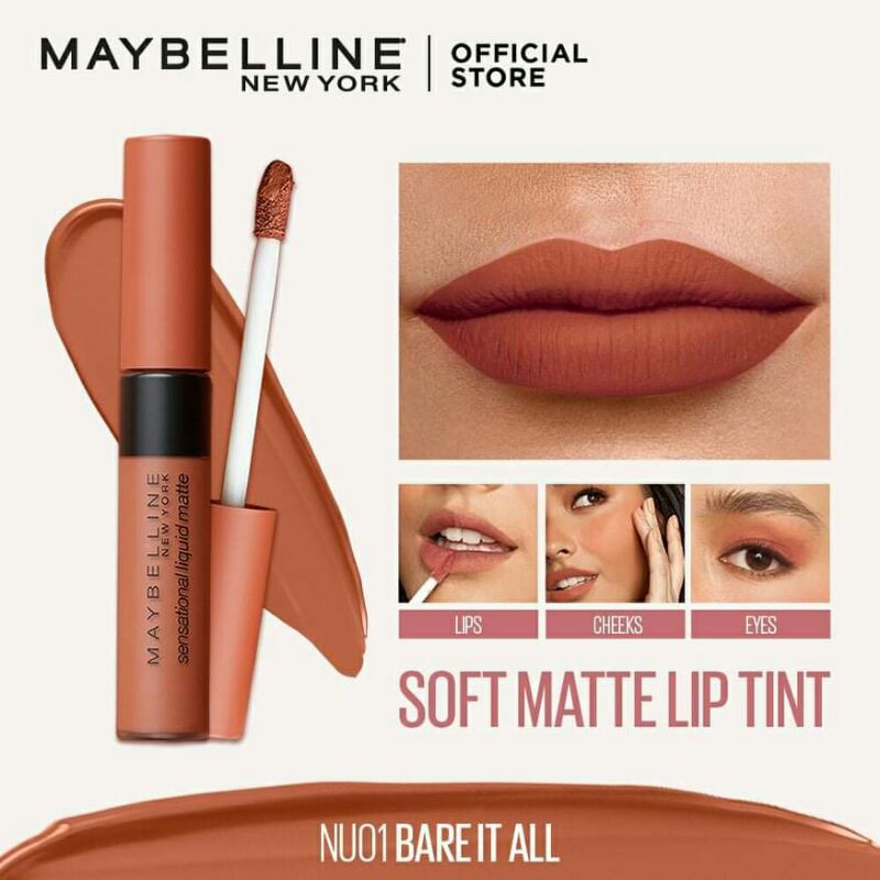 Maybelline New York Soft Matte Lip Tint Sensational Liquid Matte Bare ...