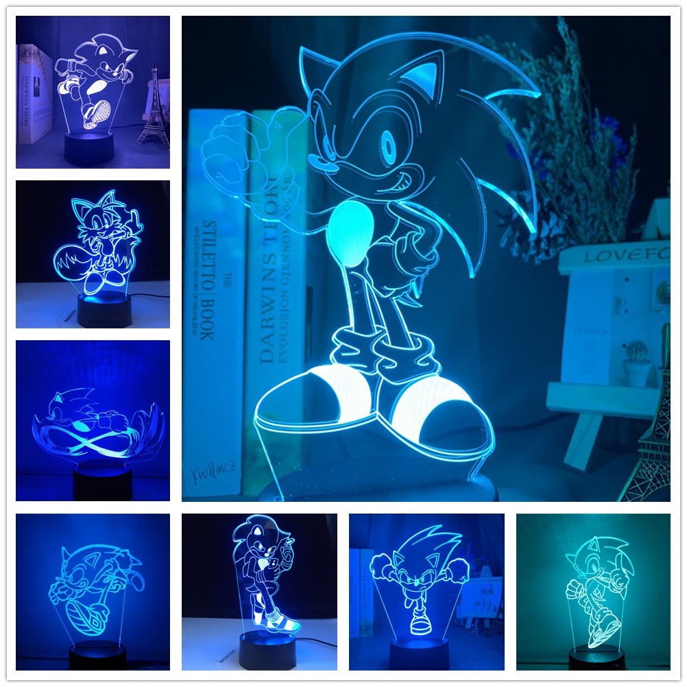 Sonic the Hedgehog Action Figure Night Kids Bedroom Light Up Anime ...