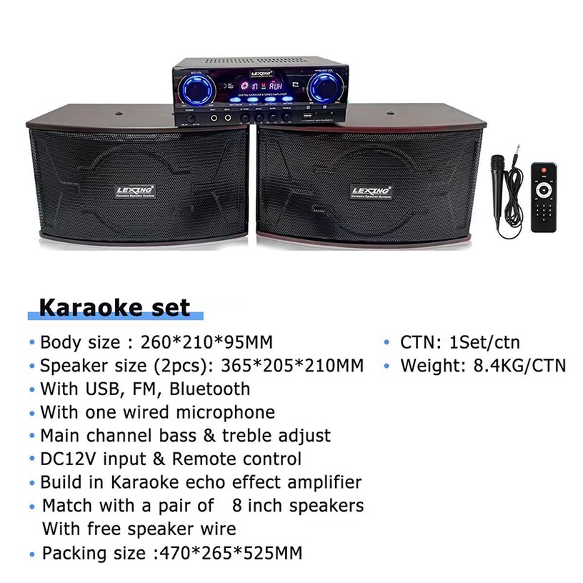 Speaker Lexing-8918 Bluetooth USB FM W/ Microphone Amplifier DC-12V AC ...