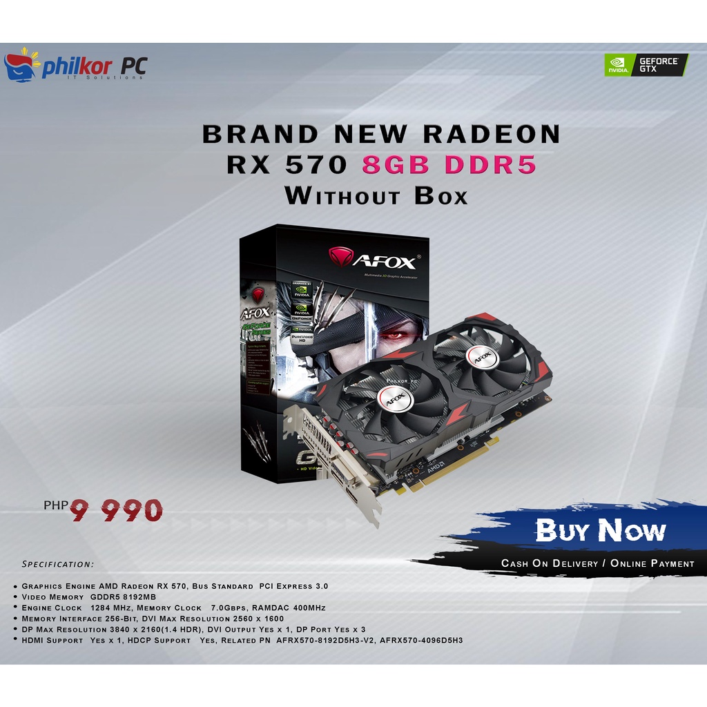 Brand new AMD Radeon RX 570 8g 8gb ddr5 without box | Shopee Philippines