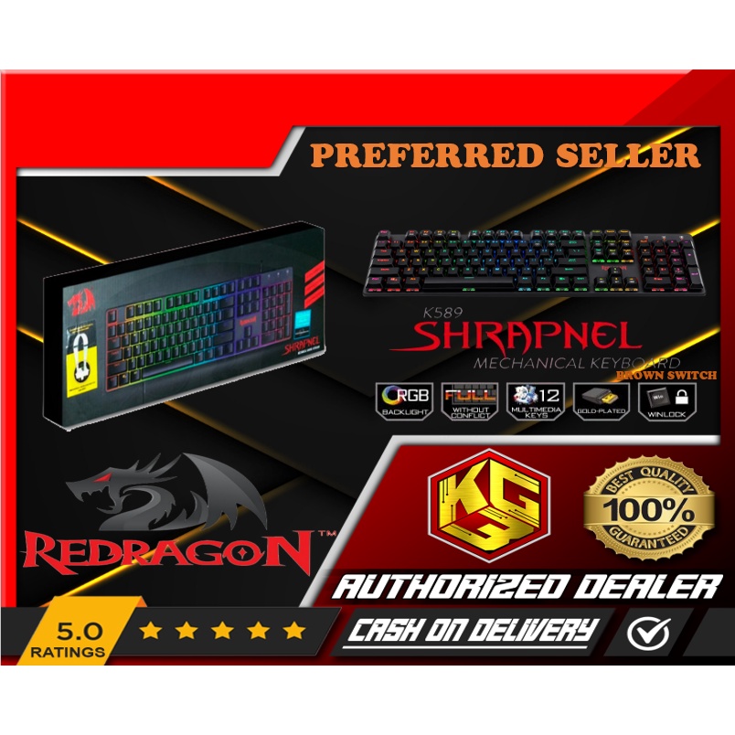 Redragon K589 SHRAPNEL Mechanical Gaming Keyboard RGB Brown Switches ...