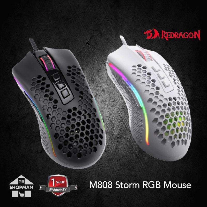Redragon M808 Storm Black / White RGB Gaming Mouse | Shopee Philippines