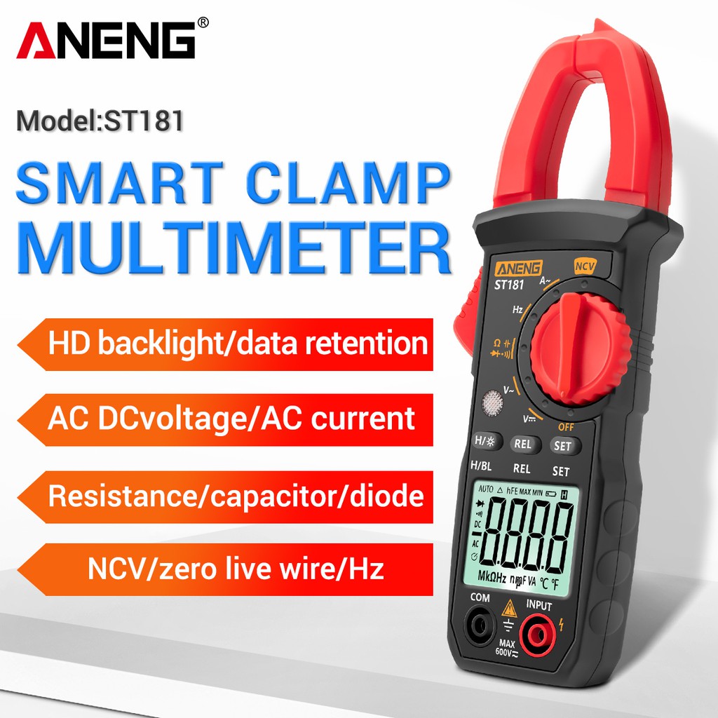 ANENG ST181 Digital Clamp Meter DC/AC Current 4000 Counts Multimeter ...