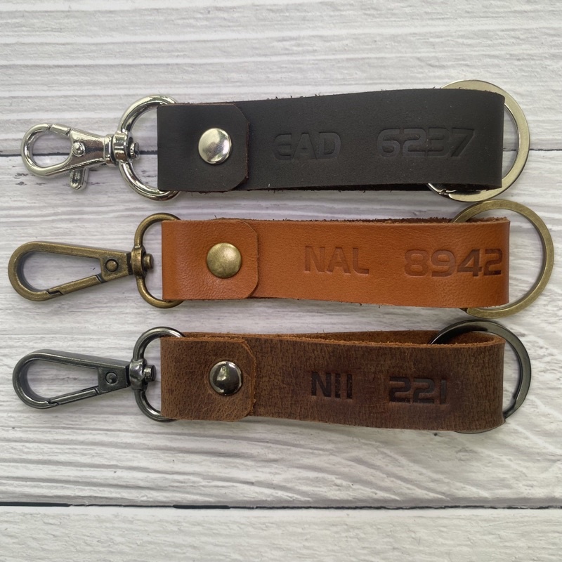 Personalized Leather Key Chain Name Plate Number | Shopee Philippines