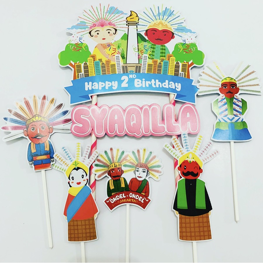 Ondel Ondel Ku Birthday Cake Topper / Birthday Cake Decoration - Boys ...