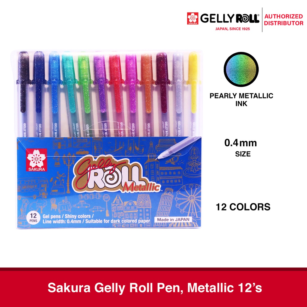 Sakura Gelly Roll Metallic, 12 Color Set [18XPGB-12MT] | Shopee Philippines