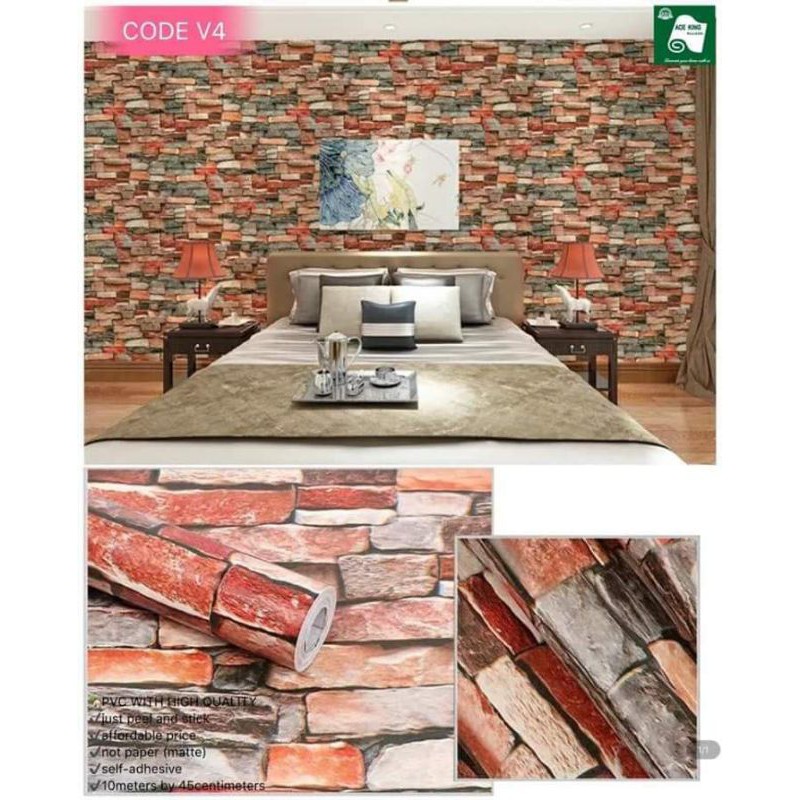 wallpaper sticker v4 bricks design | Shopee Philippines