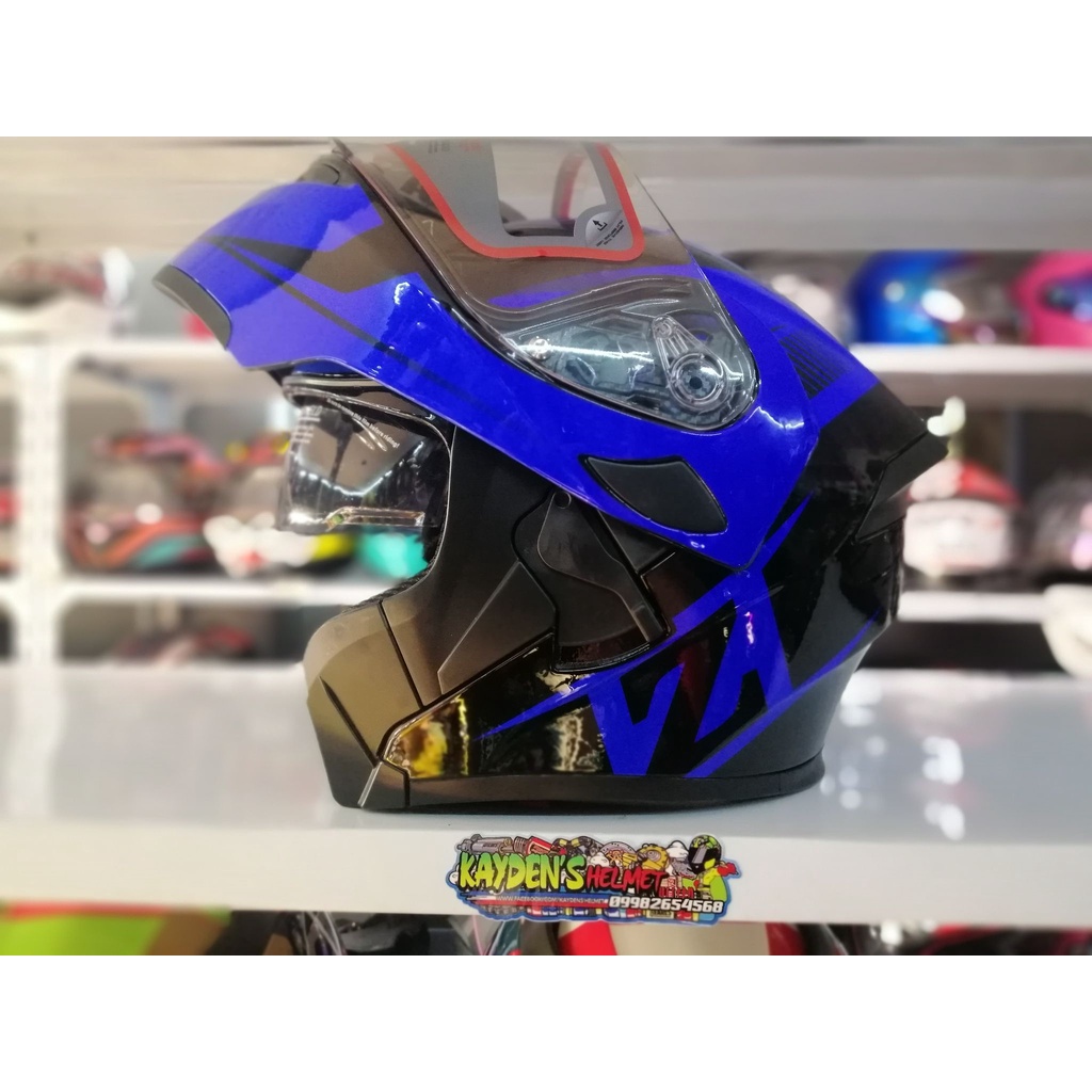 zebra-modular-dual-visor-helmet-glossy-matt-blue-free-extra-lens