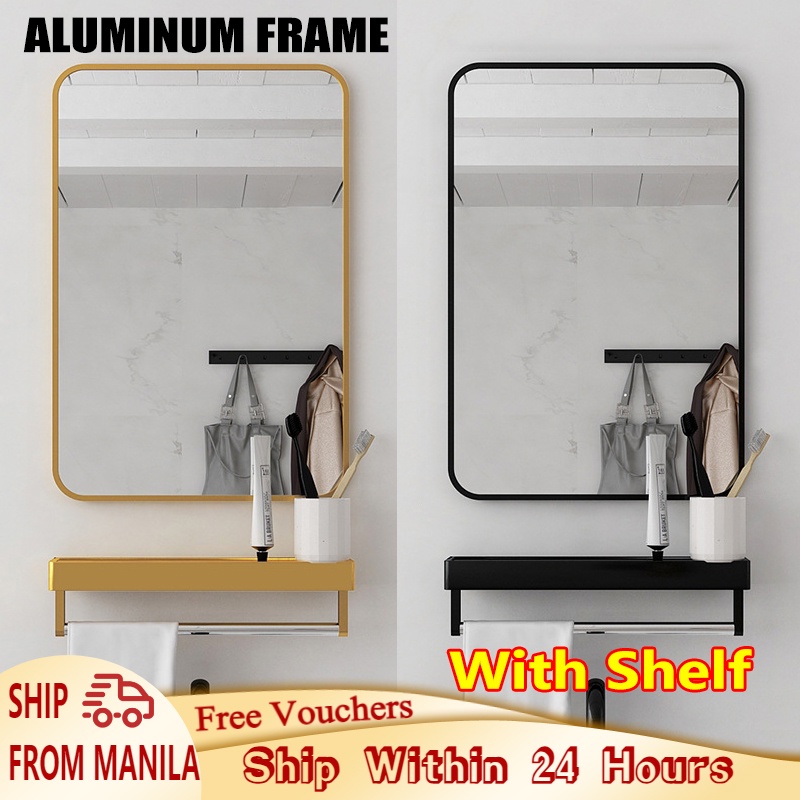 MirrorStock Rectangle Wall Mirror with rounded Metal Frame bathroom ...