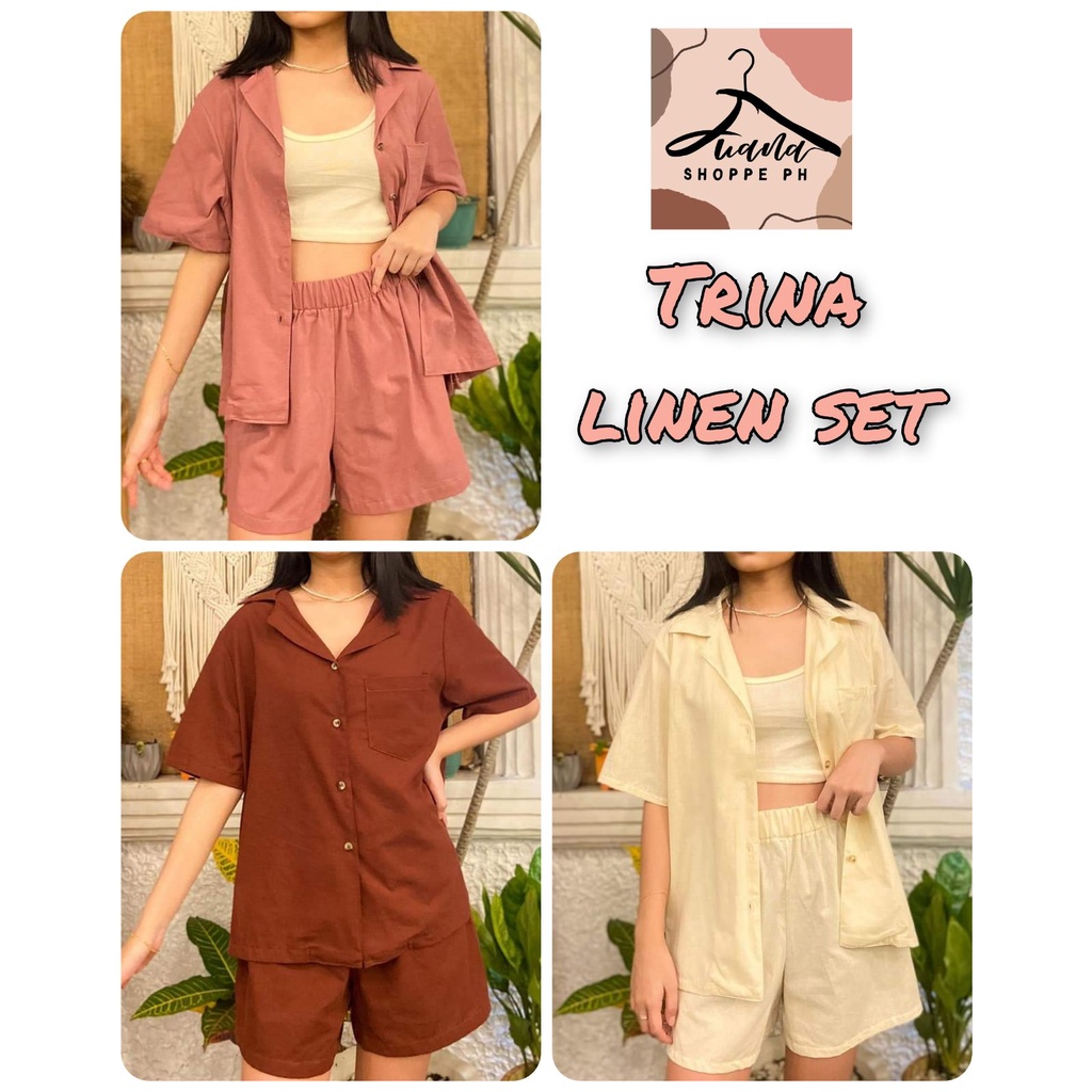 TRINA LINEN COORDS | GIA BUTTON DOWN POLO AND SHORTS COORDINATES | FREE ...