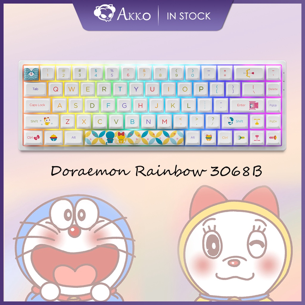 Akko Doraemon 3068B Multi-modes Wired/Bluetooth 5.0/2.4G Wireless RGB ...
