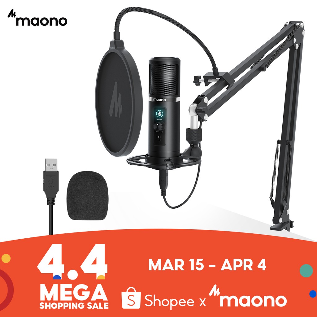 Maono AU-PM422 USB Microphone Zero Latency Monitoring 192Khz/24Bit ...