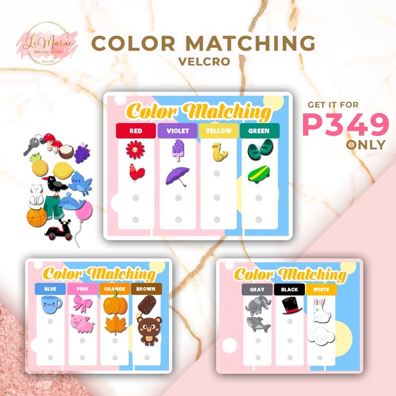 COLOR MATCHING - Laminated Velcro Busy Book Interactive Educational ...