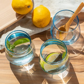 DELISOGA Small Blue glassware Vintage Milk Curve Unbreakable Glass ...