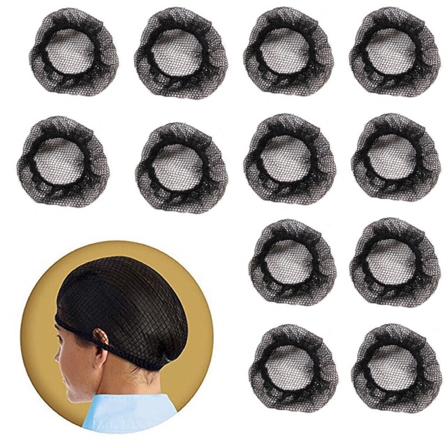 12pcs/Pack Flexible Free-size Cool Mesh Hair Net Black Hair Nets ...