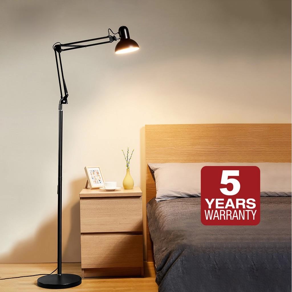 【5 year warranty】 Metal Adjustable light Swing Arm LED Floor Lamp study ...