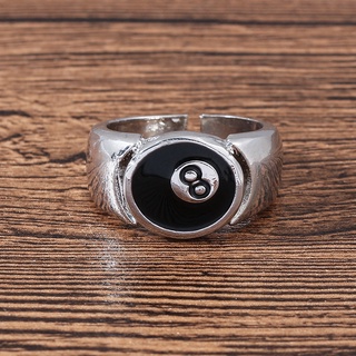 Punk Number Black 8 Eight Pool Billiard Ball Gear Ring Jewelry for Men ...