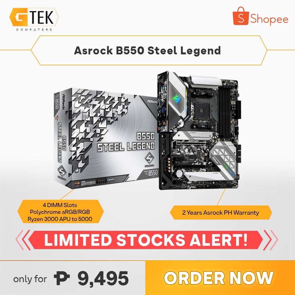 Asrock B550 Steel Legend B550 AMD Ryzen AM4 ATX Motherboard | Shopee ...