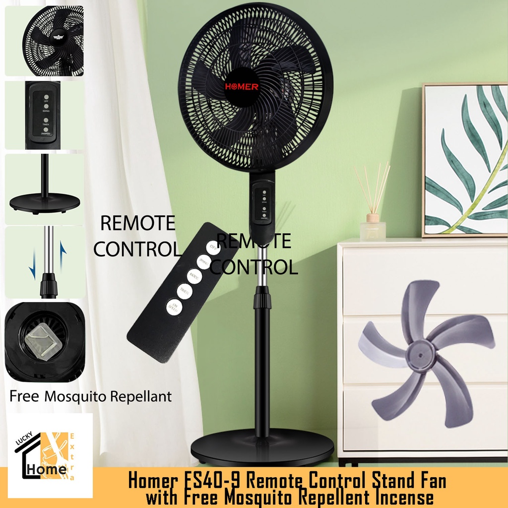 Lucky Homer Stand Fan With Remote Control and Free Mosquito Repellent ...