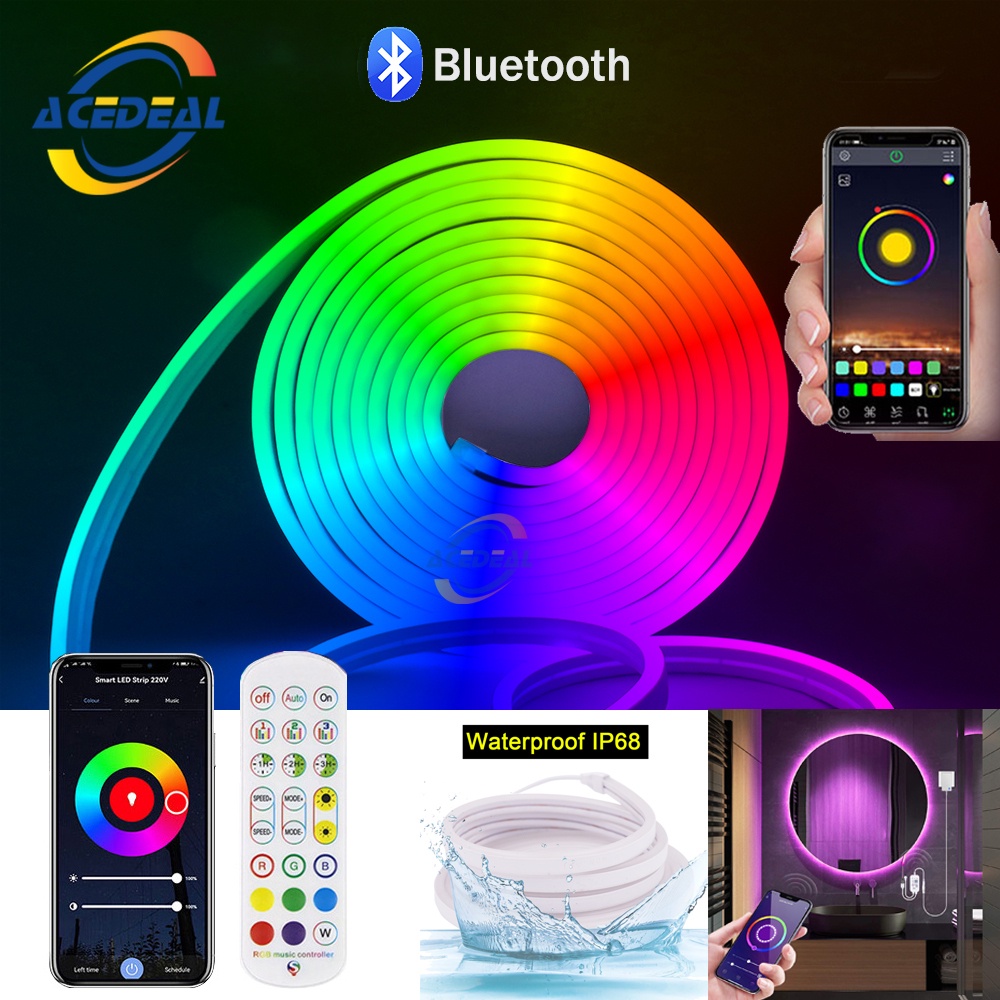 12V 5M RGB LED NEONStrip 1set Flexible Neon Light Outdoor Waterproof ...