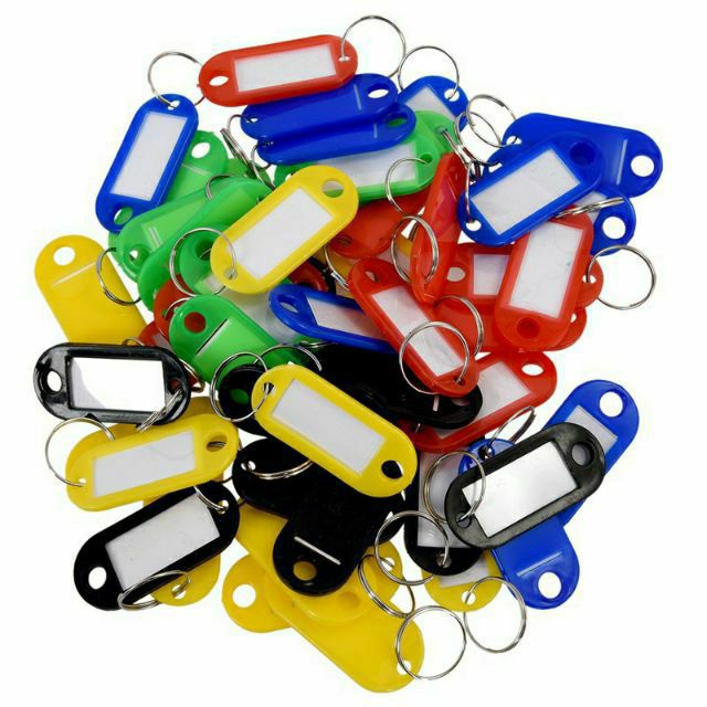 Split Ring Colorful Plastic ID Tags Name Card Label Key Holder | Shopee ...