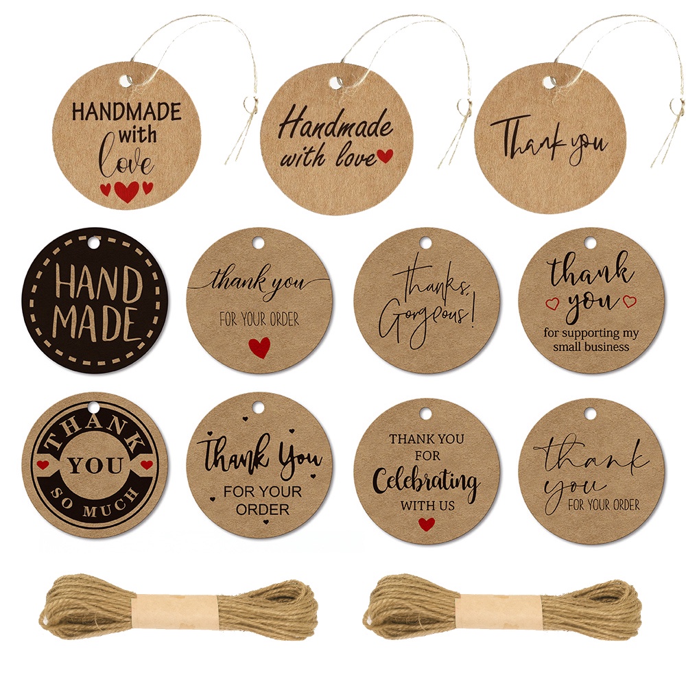 50pcs Round Kraft Paper Tags "Thank You For Your Order" Tags For Small ...