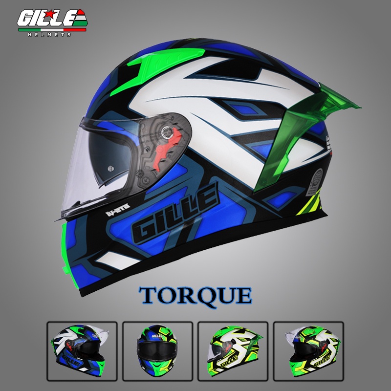 Gille GTS-V1Series Torque Full Face Motorcycle Helmet Dual Visor Motor ...
