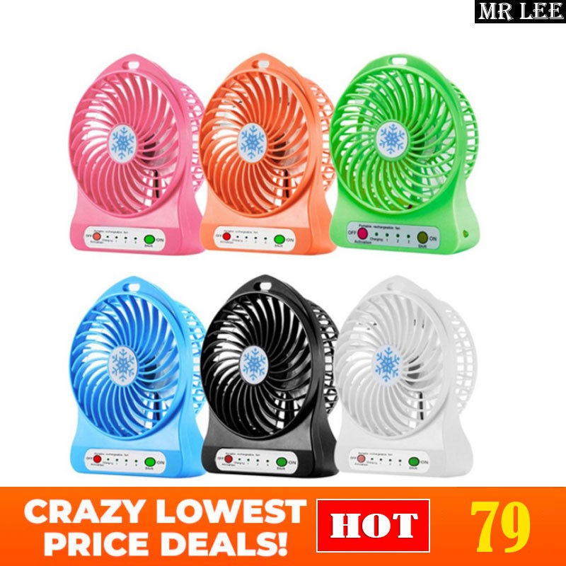 Portable Mini Fan Rechargeable With Battery USB Port cool fan | Shopee ...