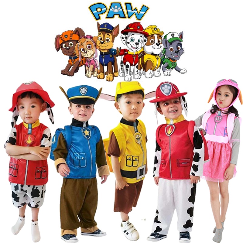 Kids Boys Paw Patrol Cosplay Costume Chase Marshall Skye Rubble Rocky ...