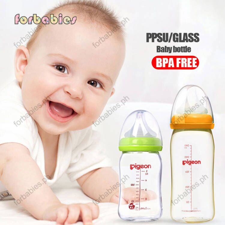 Pigeon Wide neck bottles GLASS/PPSU Baby Bottle Anti-Flatulence 160 / 240 ML | Shopee Philippines