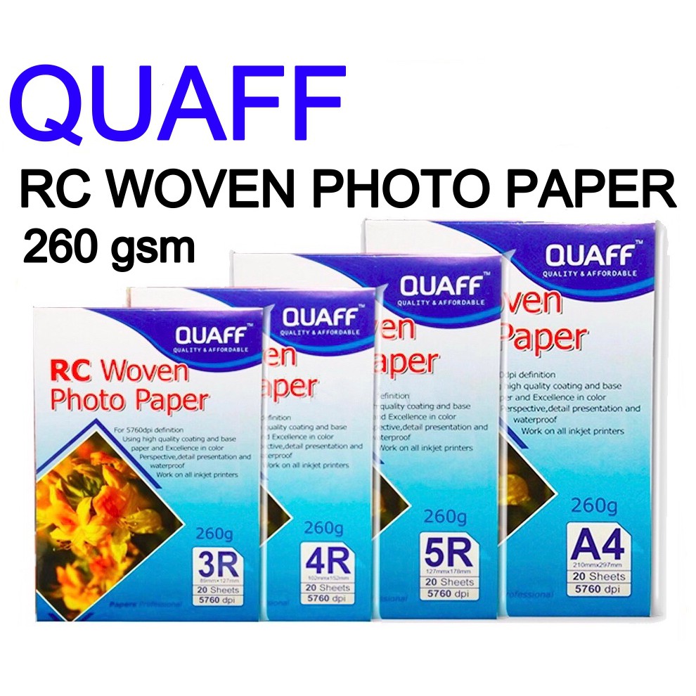 QUAFF Rc Woven 260GSM Photo Paper Size A4/5R/4R/3R 20 Sheets | Shopee ...