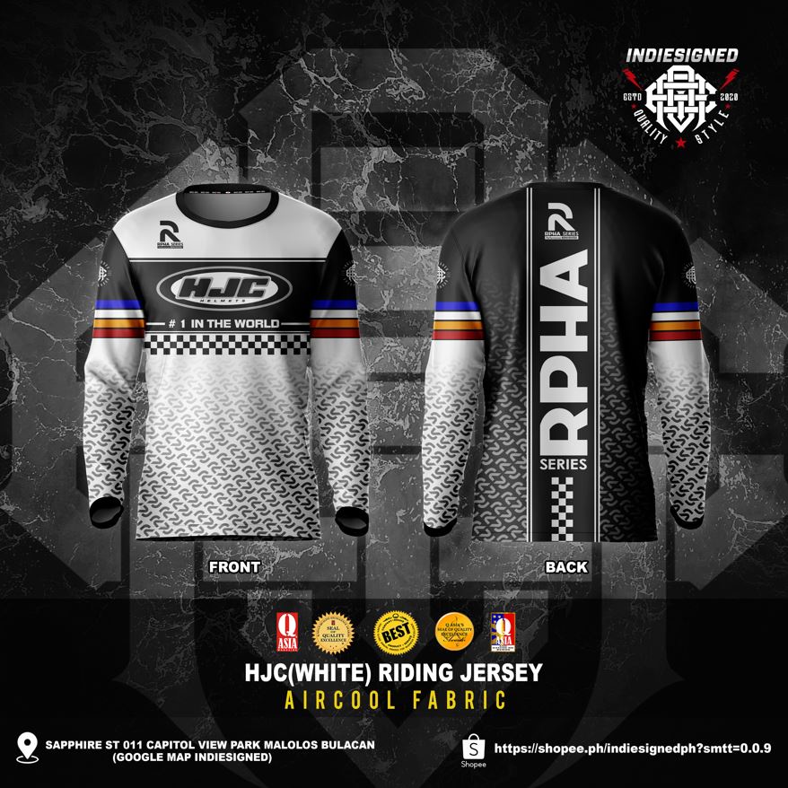 HJC WHITE (PURE AIRCOOL) Motorcycle Riding Jersey Long Sleeves/Bike Jersey Longsleeve | Shopee ...