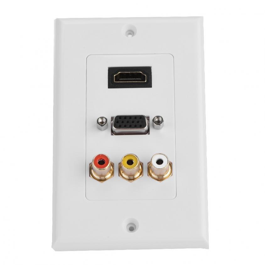 3-in-1 HDMI VGA RCA Ports Multimedia Panel Outlet Socket | Shopee ...