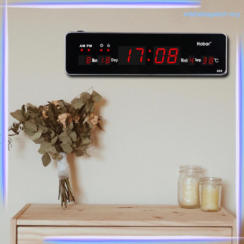 home life[WishshopelxlMY] Modern Wall Digital Clock with Date LED Mute ...