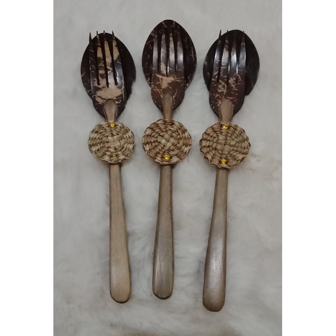 Spoon and Fork | Serving Spoon| Laddle| Sandok| Coconut Shell and ...