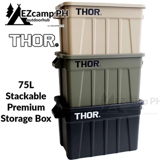 THOR ® Premium 75L Stackable Plastic Storage Box with Lid Outdoor Camping Travel Heavy Duty ...