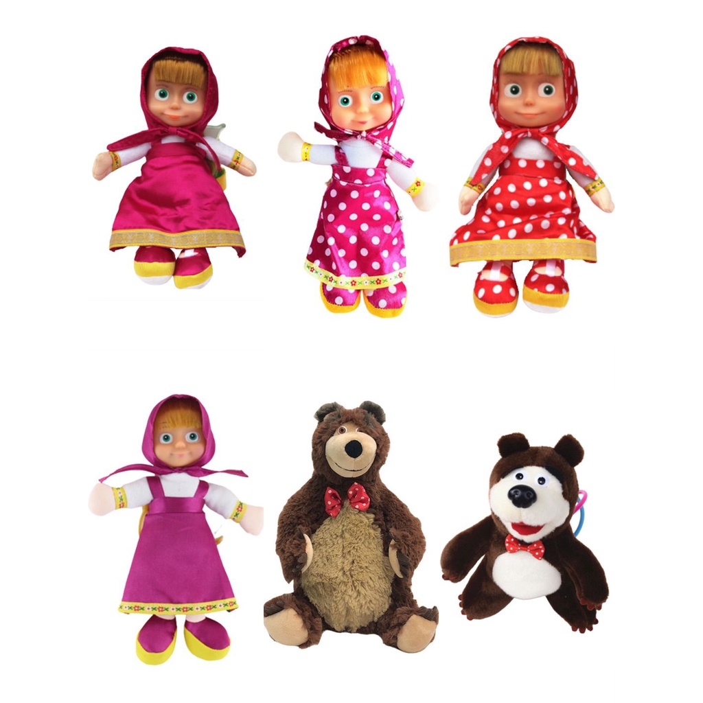 35cm Masha And The Bear Big Eyes Doll Cute Russia Bears Plush Toys ...